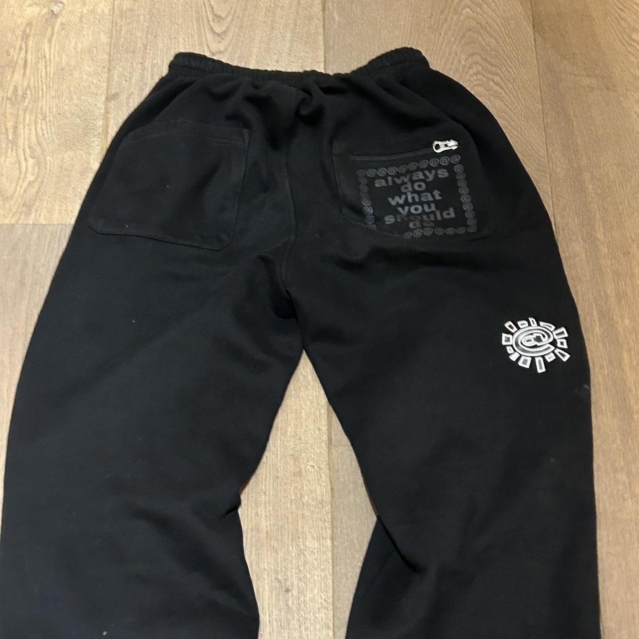 Medium Black stitched ADWYSD joggers. Great... - Depop