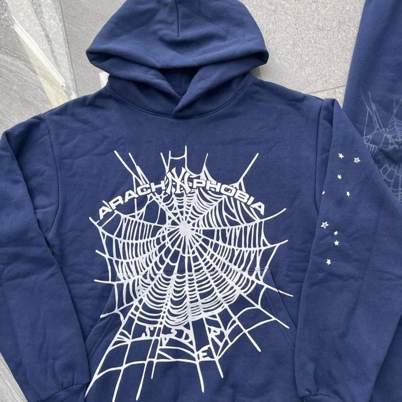 Sp5der navy blue OG Web tracksuit ‘Arachphobia’... - Depop