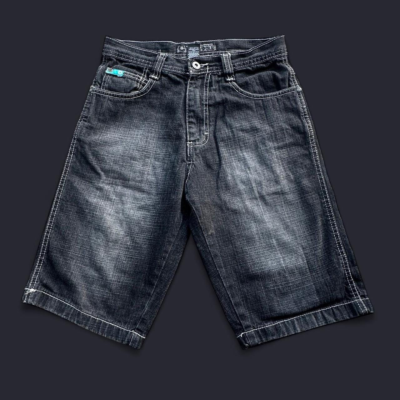 Kids y2k dark wash blue tab southpole jorts Size... | Depop