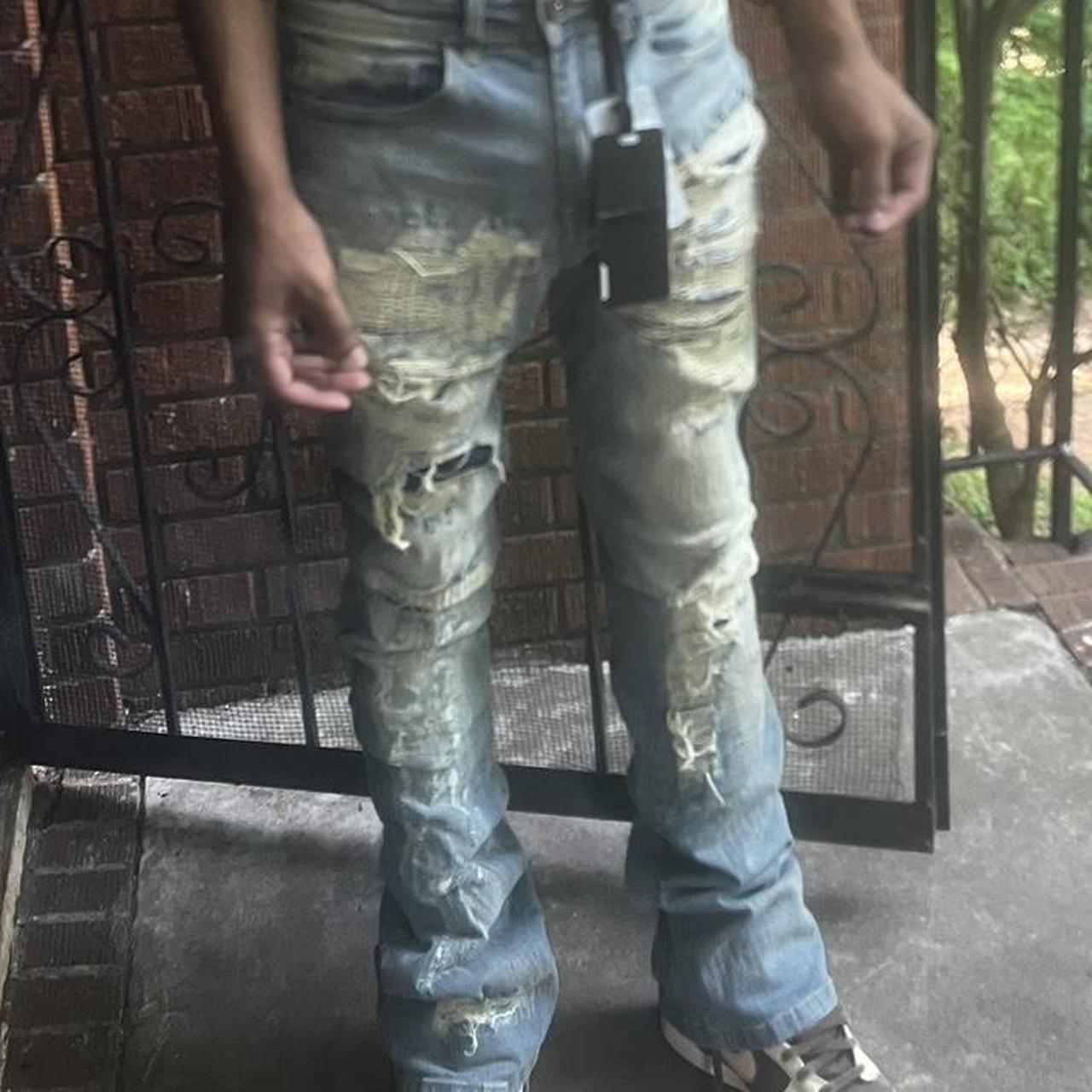 Blue denim stack Jean perfect fitted - Depop