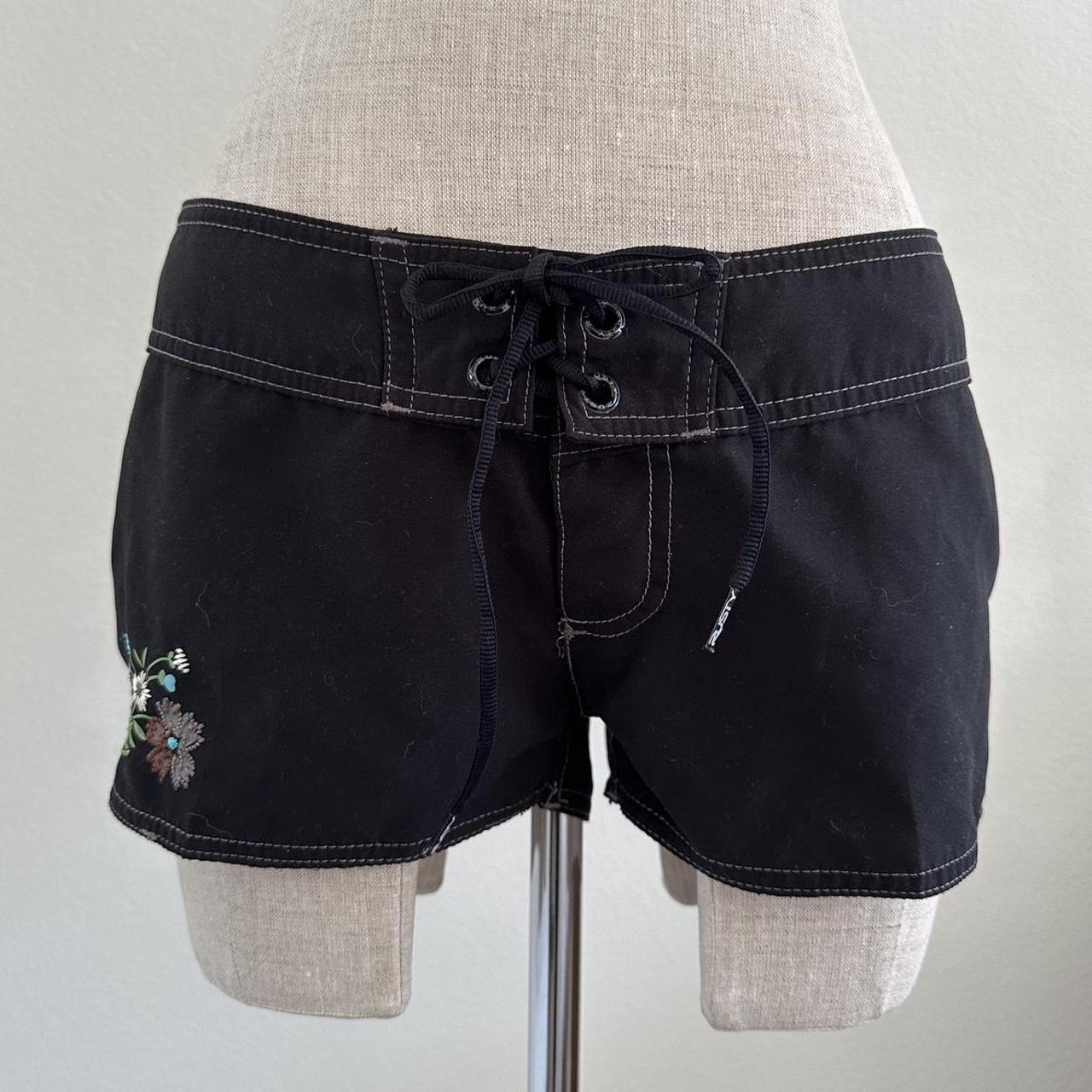 Y2K micro mini swim shorts with embroidery... | Depop