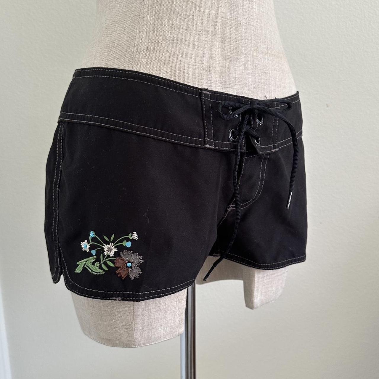 Y2K micro mini swim shorts with embroidery... | Depop