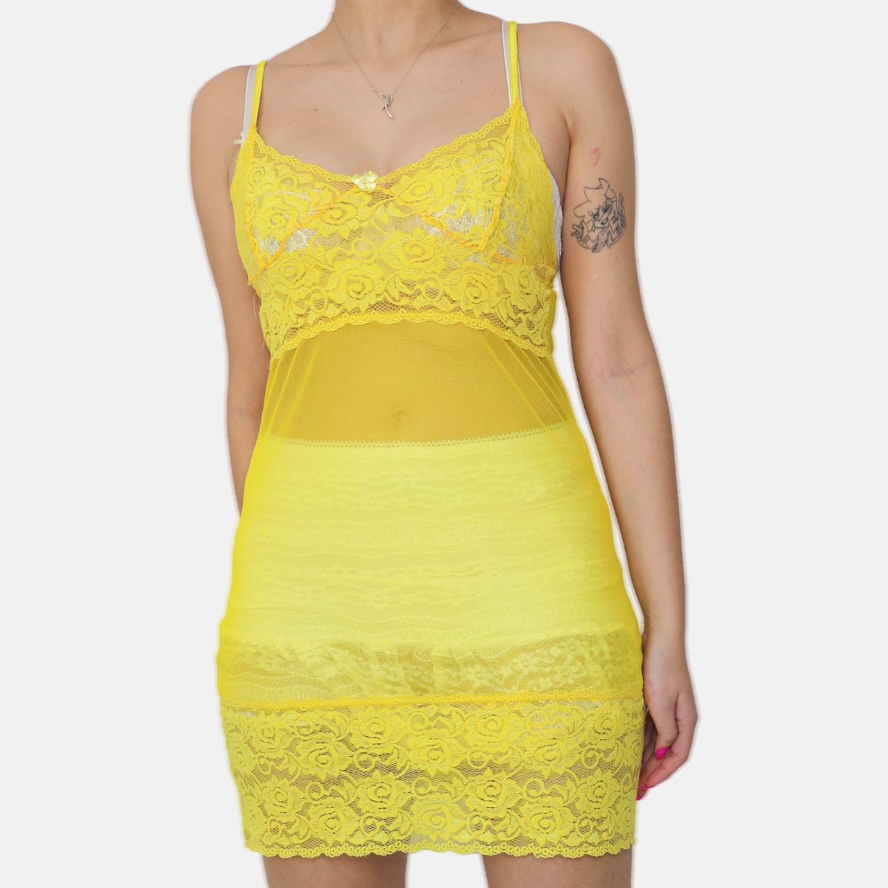 YELLOW SHEER SLIP DRESS ⋆ Bright yellow completely... | Depop