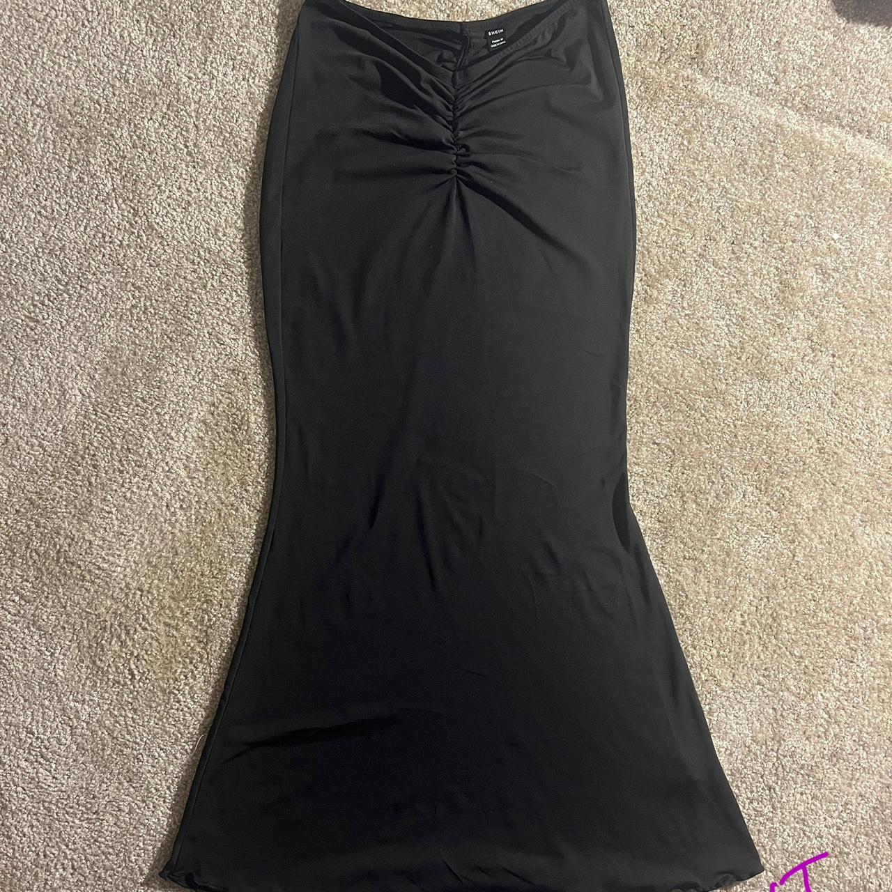 Maxi Long Ankle Length Black Skirt With Ruched Depop