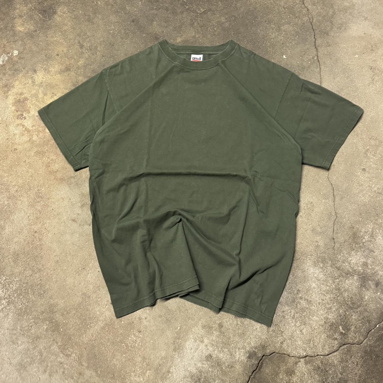Vintage 90’s/00’s Anvil blank tee Green🟢•Made in... | Depop