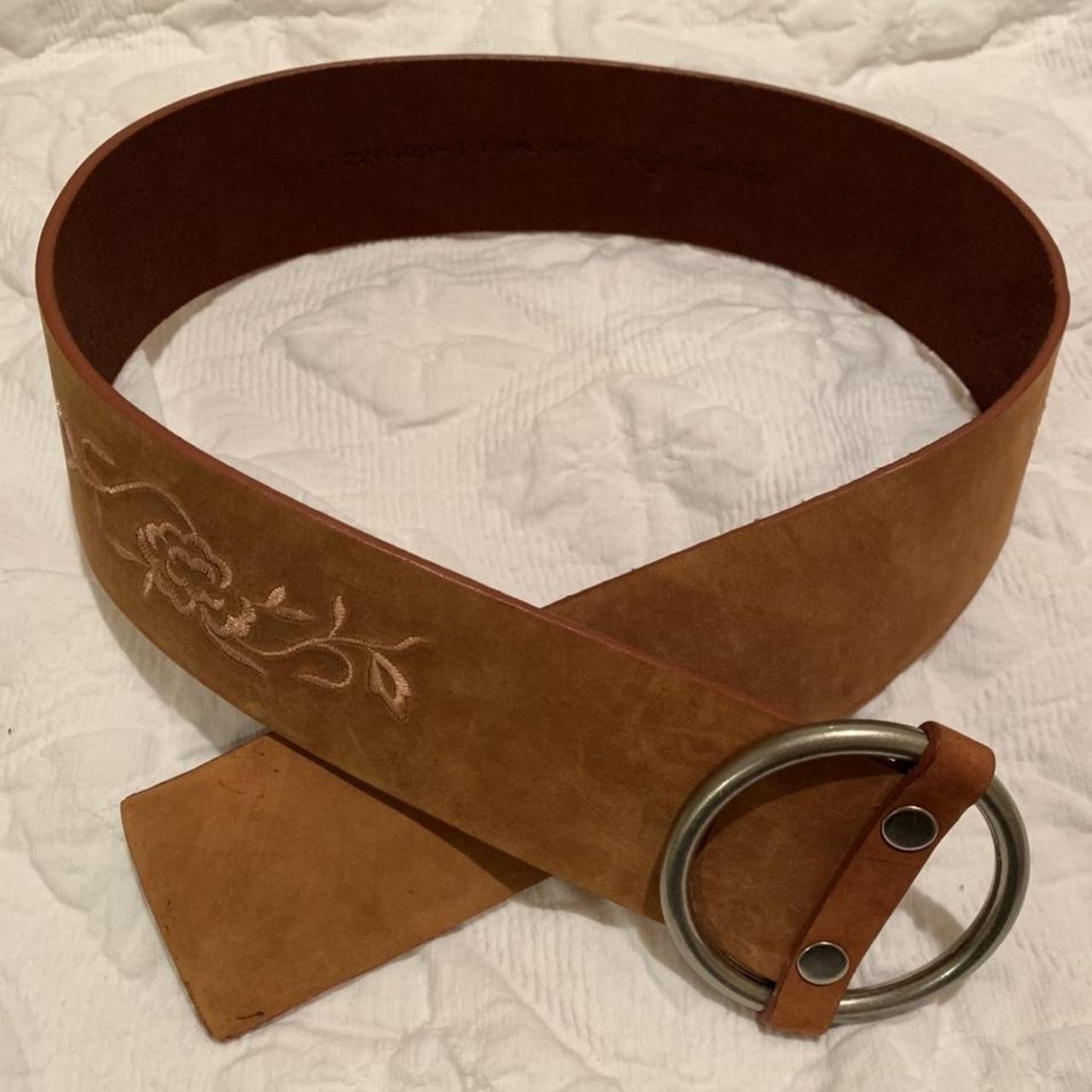 Vintage 70’s style groovy thick leather belt with... | Depop