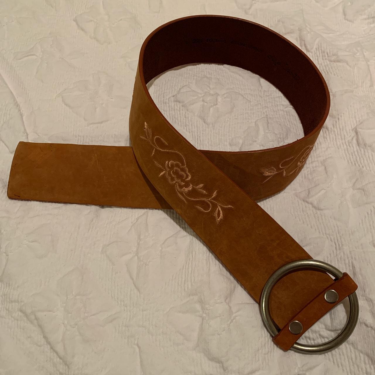 Vintage 70’s style groovy thick leather belt with... | Depop