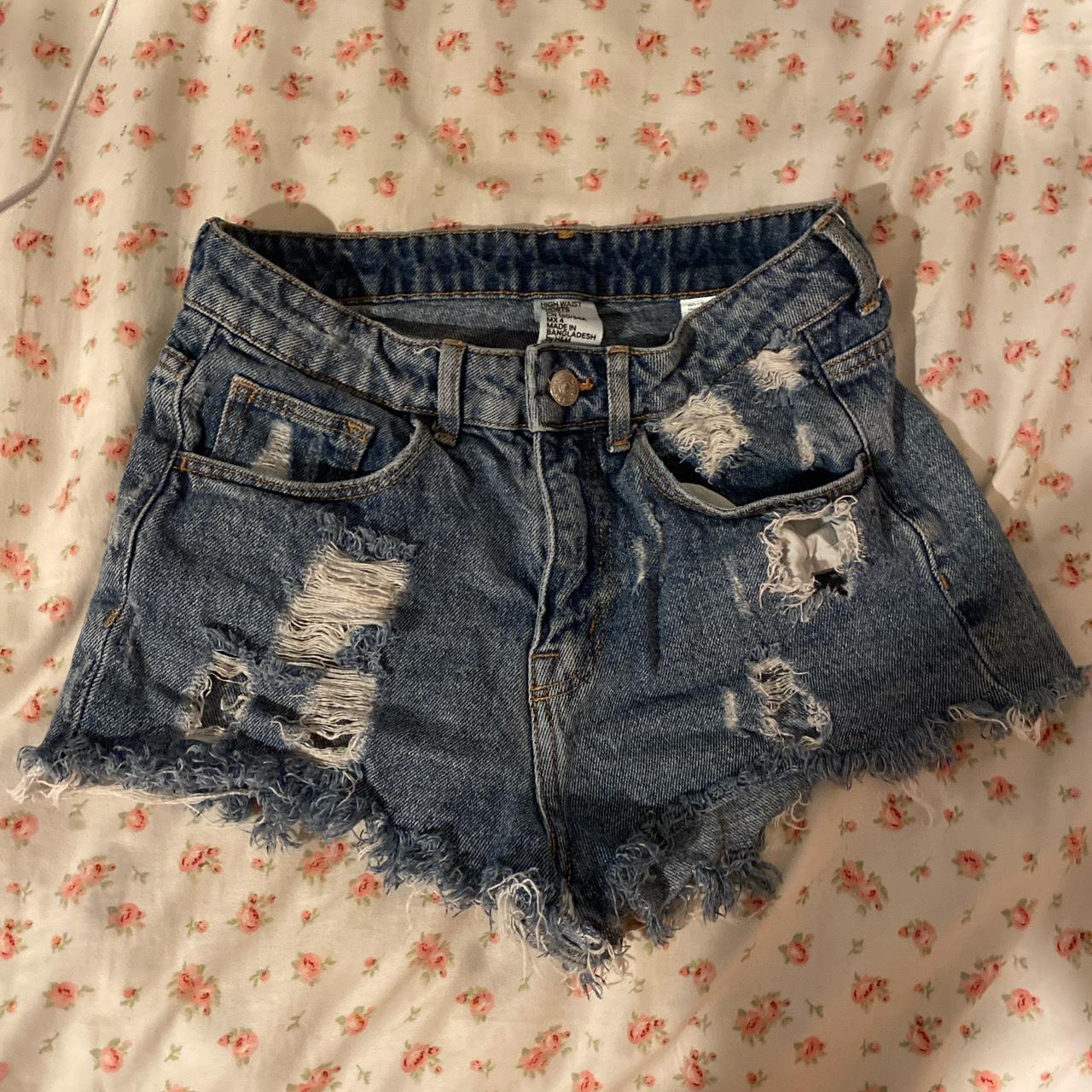 denim distressed shorts these used to be my favvv... - Depop