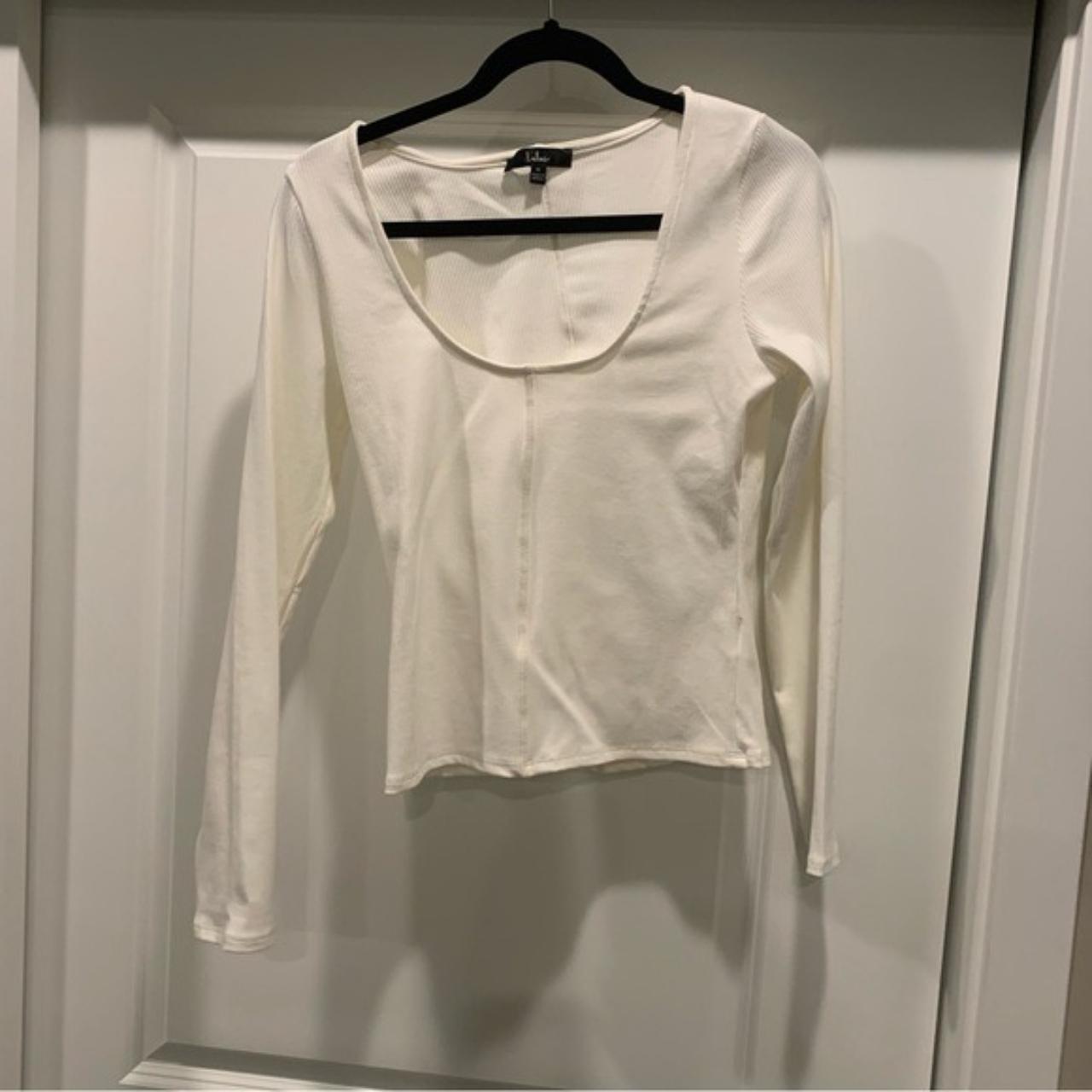 Ribbed Lulus Long Sleeve Shirt Size Medium White Depop