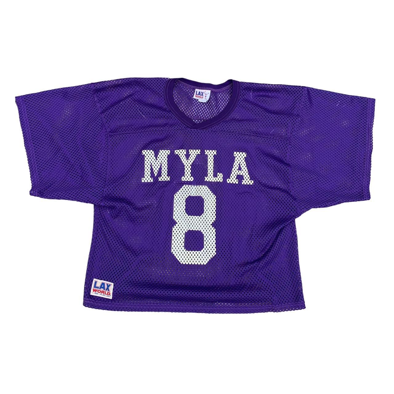 Vintage LAX World MYLA #8 Mesh Practice Jersey. In... - Depop