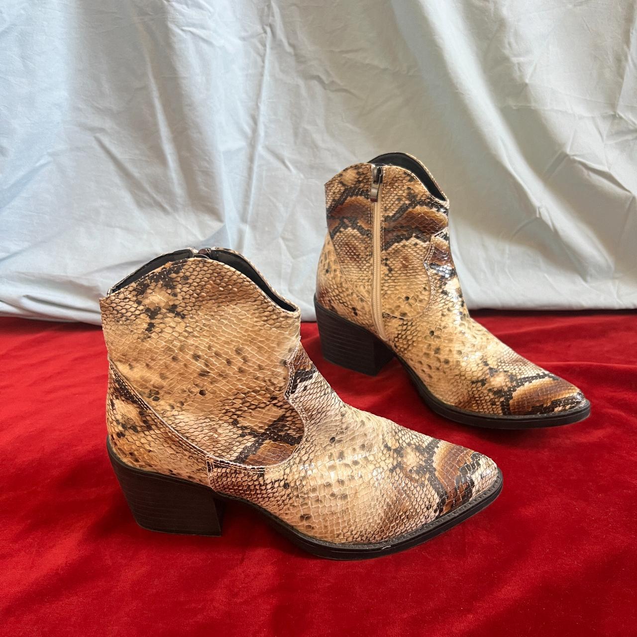 Moow faux-snake pattern western cowboy ankle boots,... | Depop