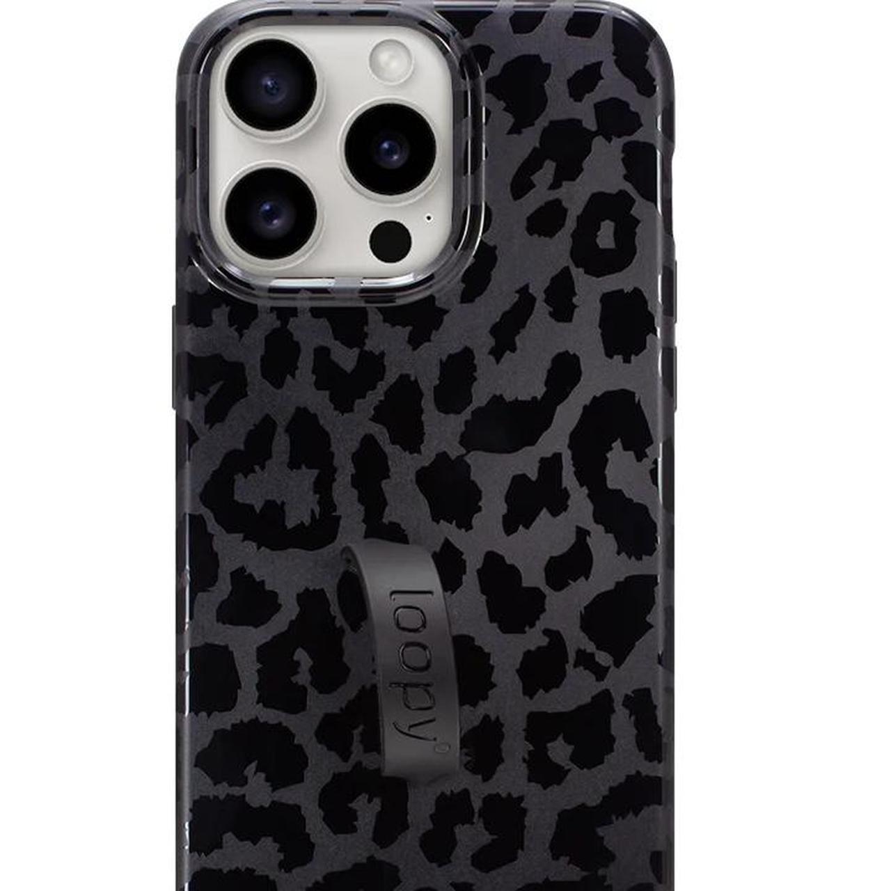 Black leopard print loopy phone case for 12 Pro Max... - Depop