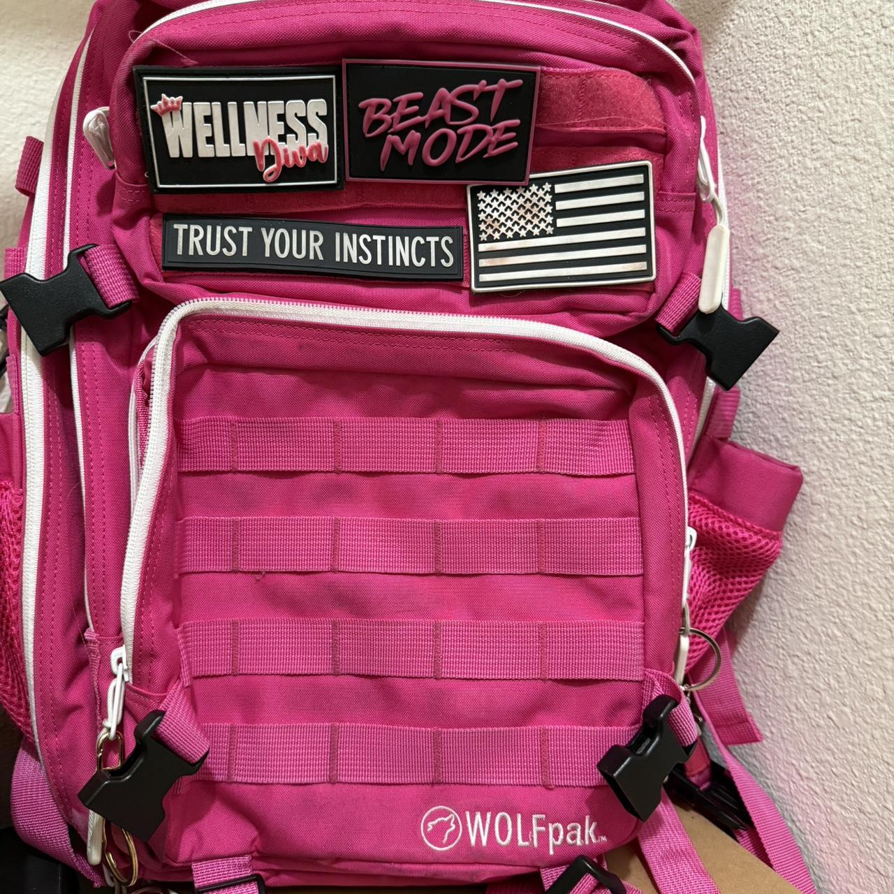 Pink gym wolf pak backpack - Depop