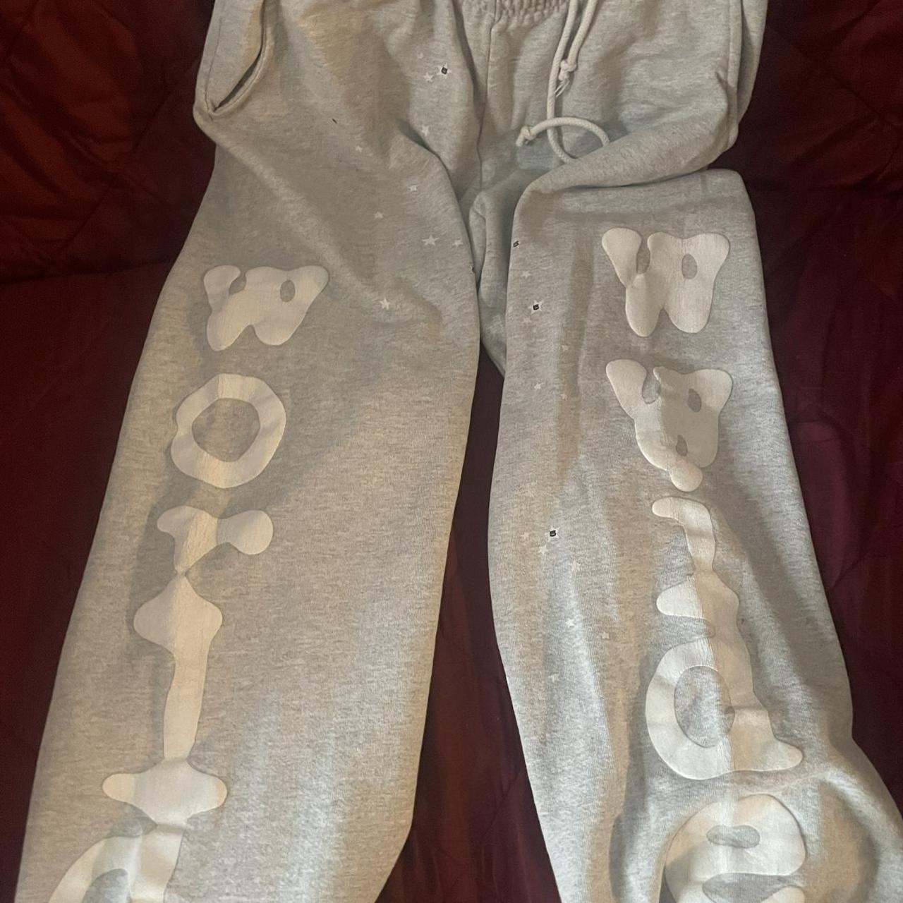 Grey Sp5der worldwide pants ☑️ Size small Worn once... | Depop