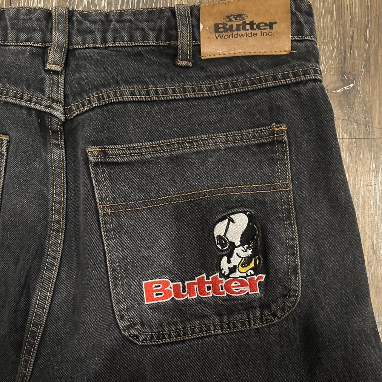 Butter Goods Jazz Snoopy Denim jeans Black with... - Depop