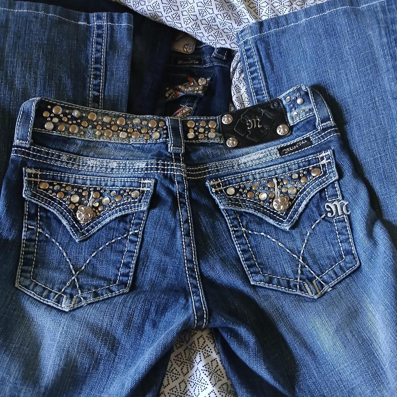 Miss Me bedazzled low-rise bootcut jeans #y2kfashion... | Depop