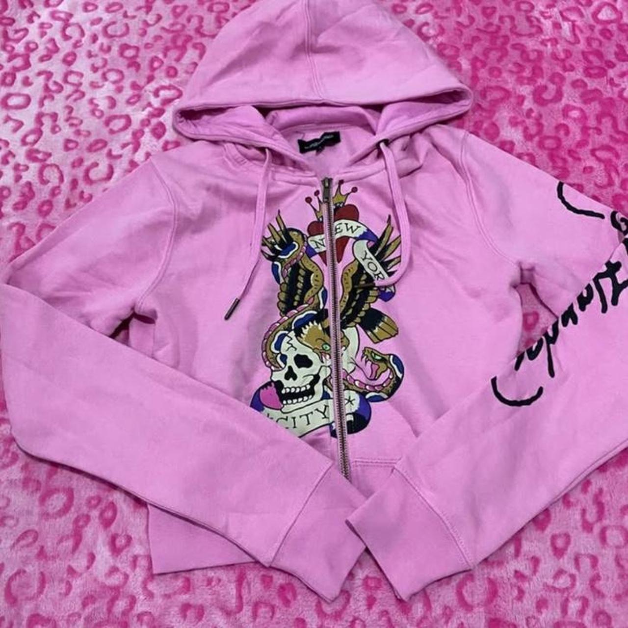 pink ed hardy sets jacket small pants medium $230... | Depop
