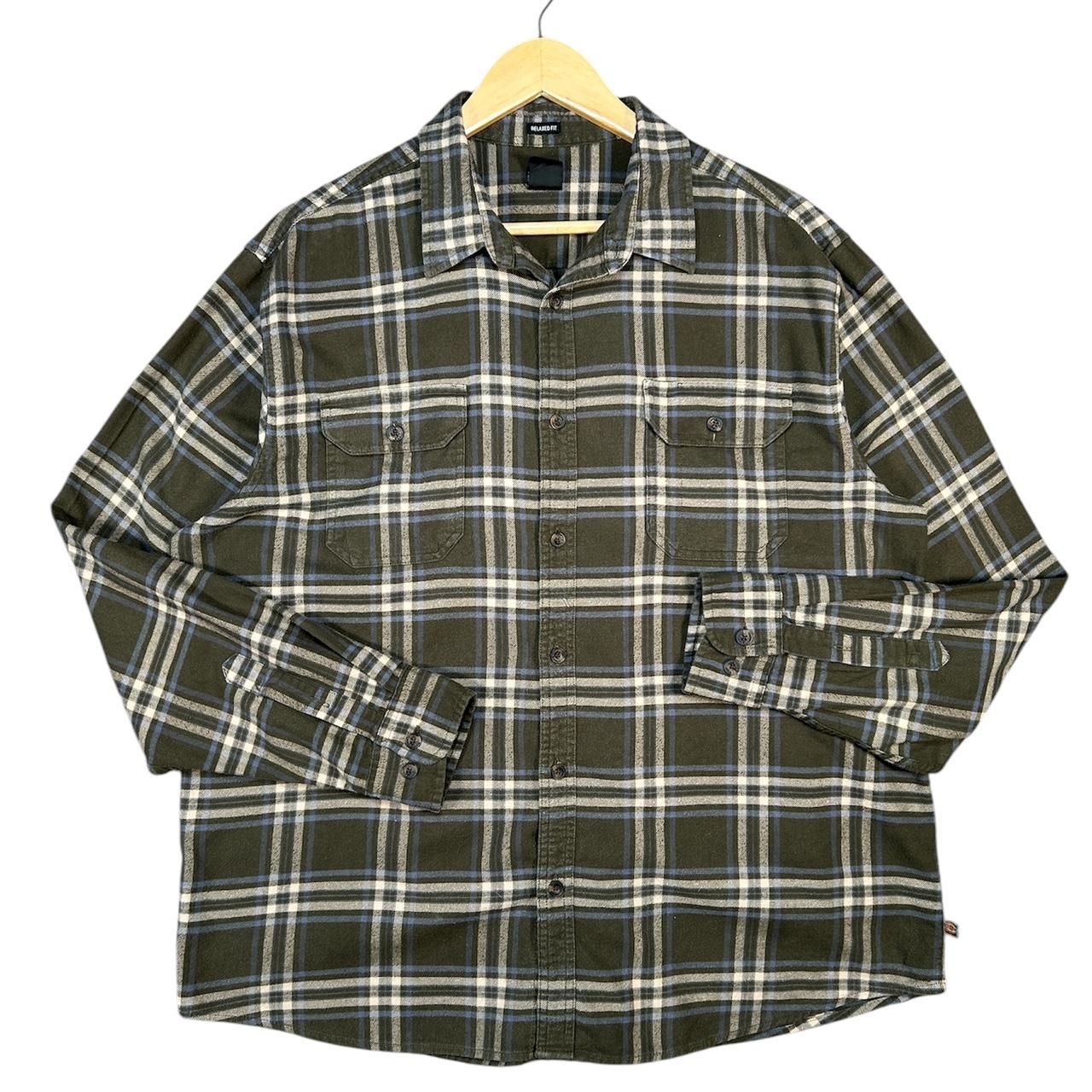 Dickies relaxed fit checked long-sleeved work... | Depop