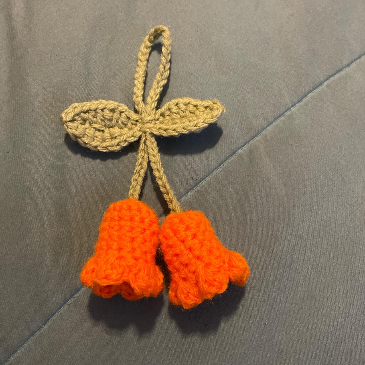 Orange crochet bellflower keychain #cottagecore... | Depop