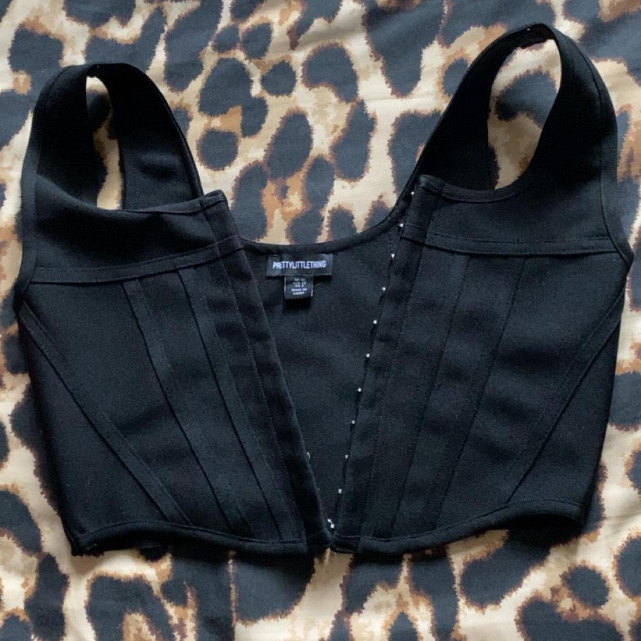 Cropped black PLT corset top Clips in the... | Depop