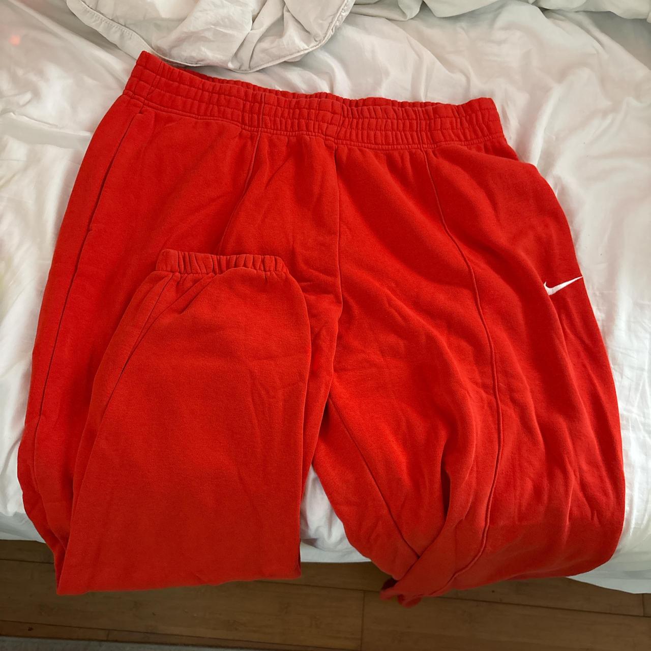 Red Nike sweatpants! Worn twice. Too big! Size XL - Depop