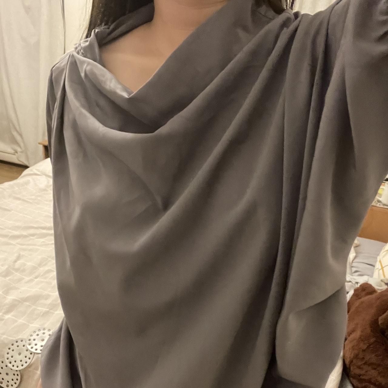 vintage draped cowl neck quarter sleeve... - Depop