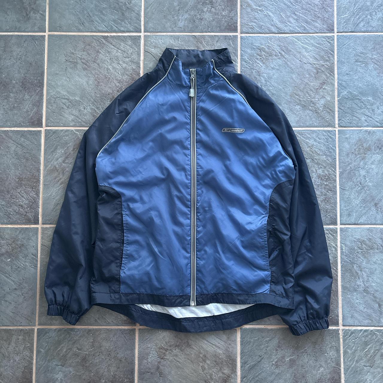 OLD / VINTAGE REEBOK jacket in grey, blue and light... | Depop