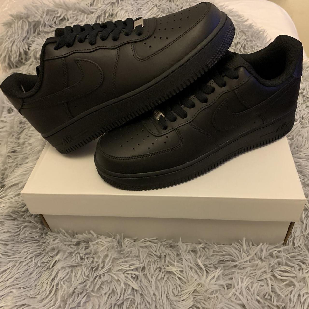 Nike Black Air Force One 10/10 Condition UK 7 / US... | Depop