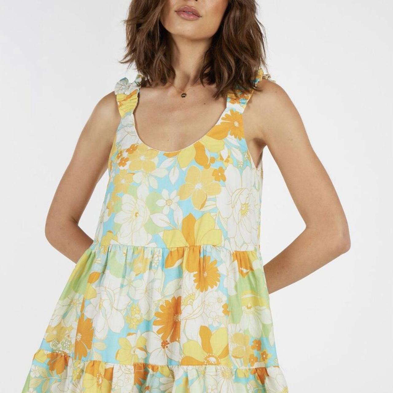 Aere Stunning Floral Linen Dress - Size 6-8 - Depop