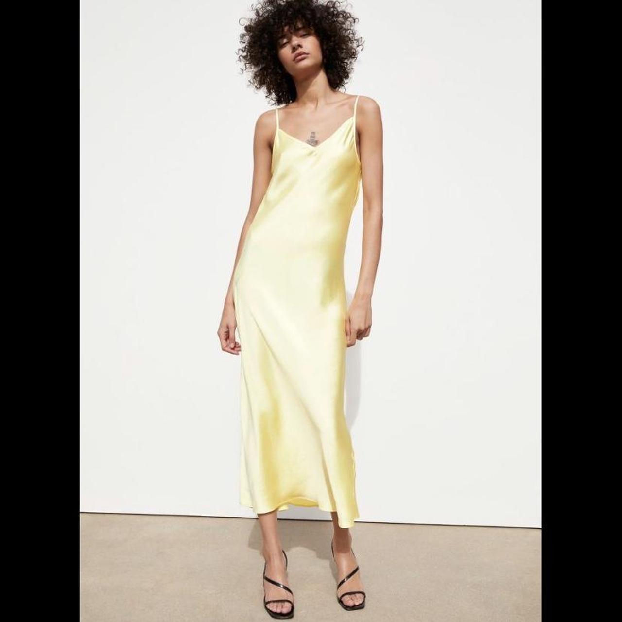 ZARA lemon maxi silk dress. Worn twice, in great... | Depop