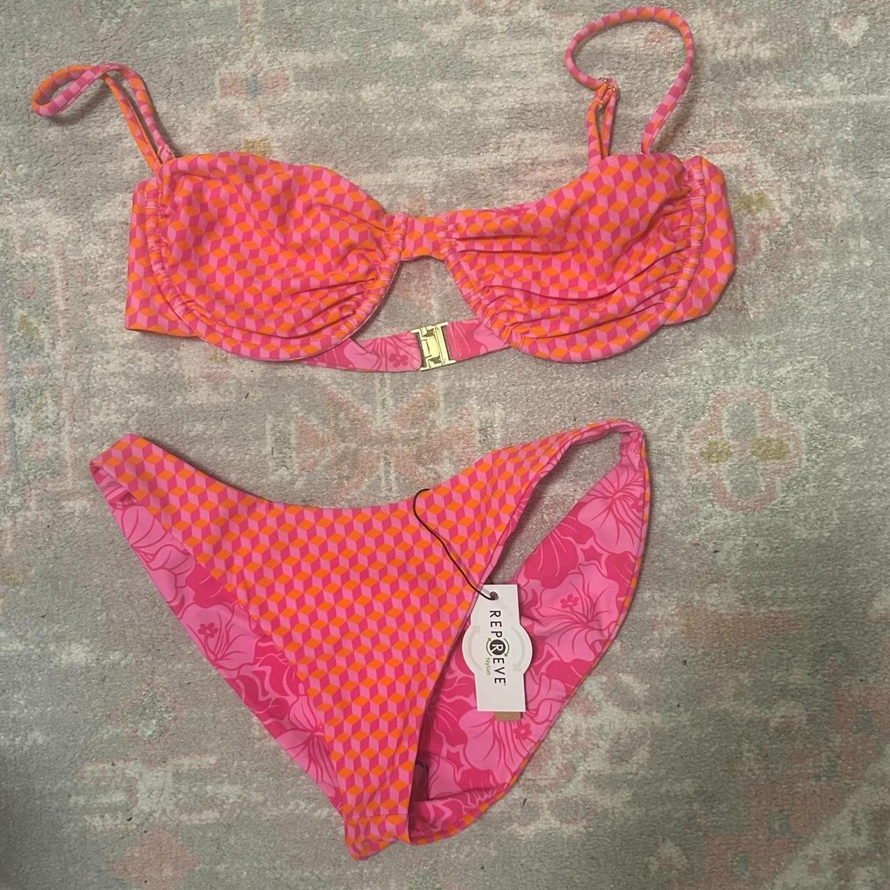 Leni Swims Pink and orange bikini set (top is L,... | Depop