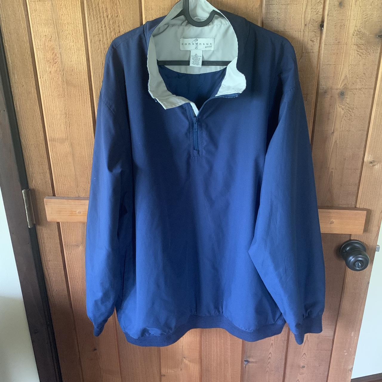 Consensus Golf Wind & Rain Quarter Zip Jacket Navy... | Depop