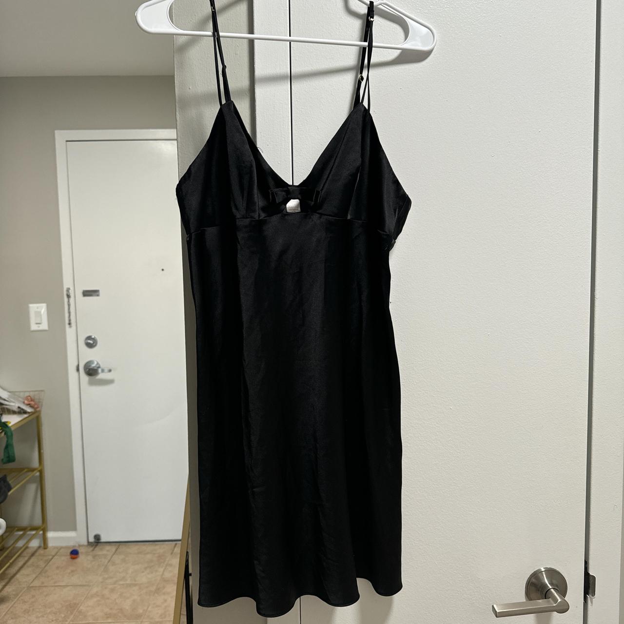 Black silk mini dress #slipdress - Depop