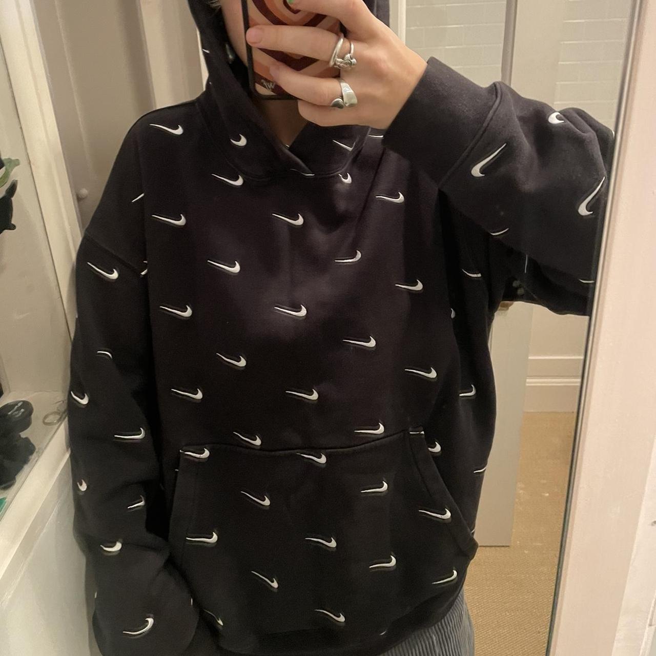 V rare Nike swoosh Nike tick all over black hoodie •... - Depop