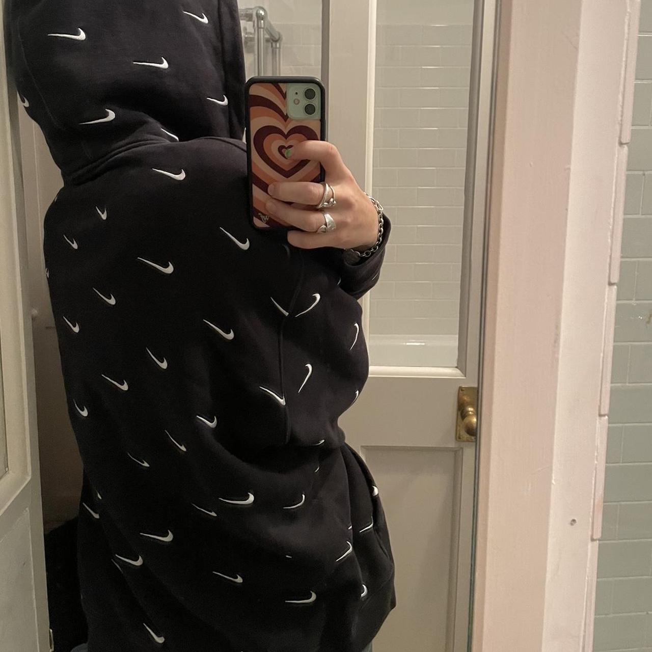 V rare Nike swoosh Nike tick all over black hoodie •... - Depop