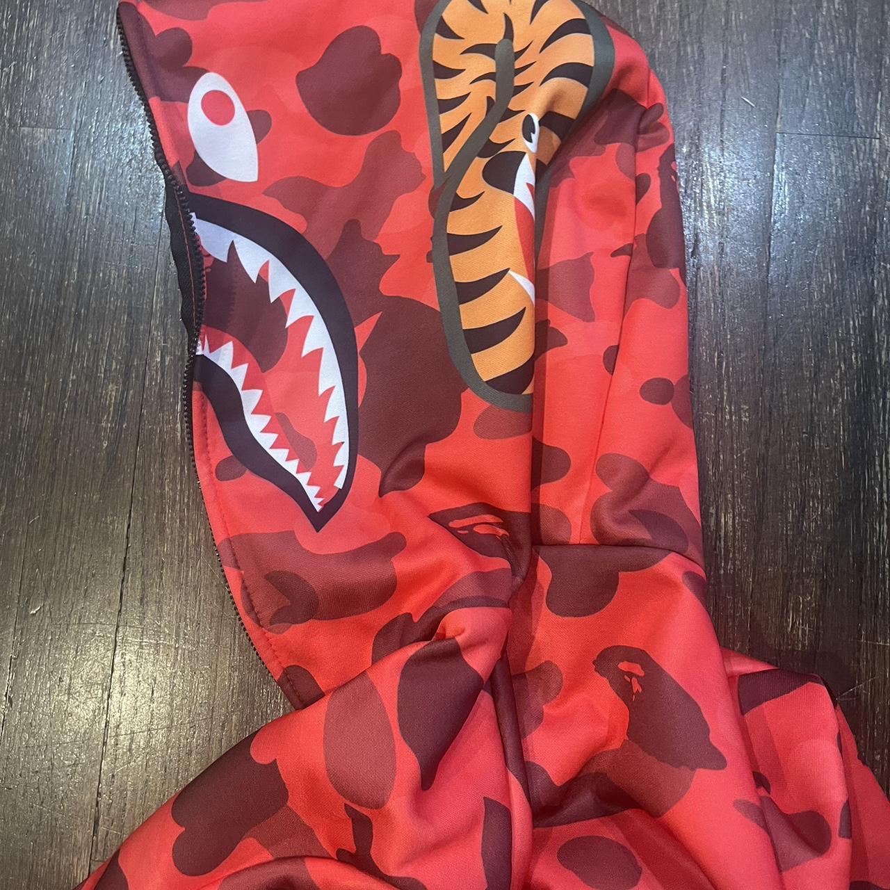 Red bape hoodie #bape #sweater - Depop