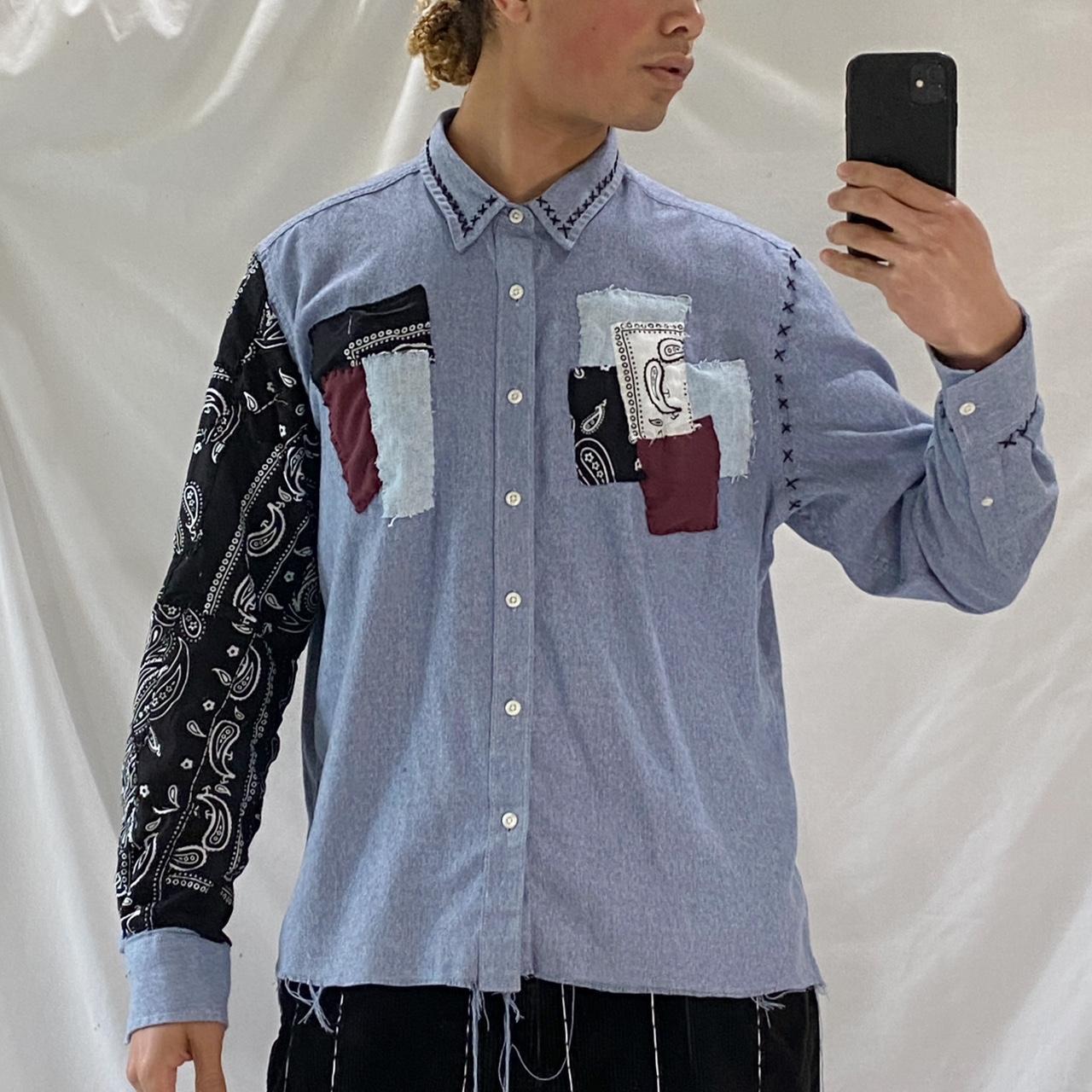 Custom Patchwork Shirt hand sewn patches and... - Depop