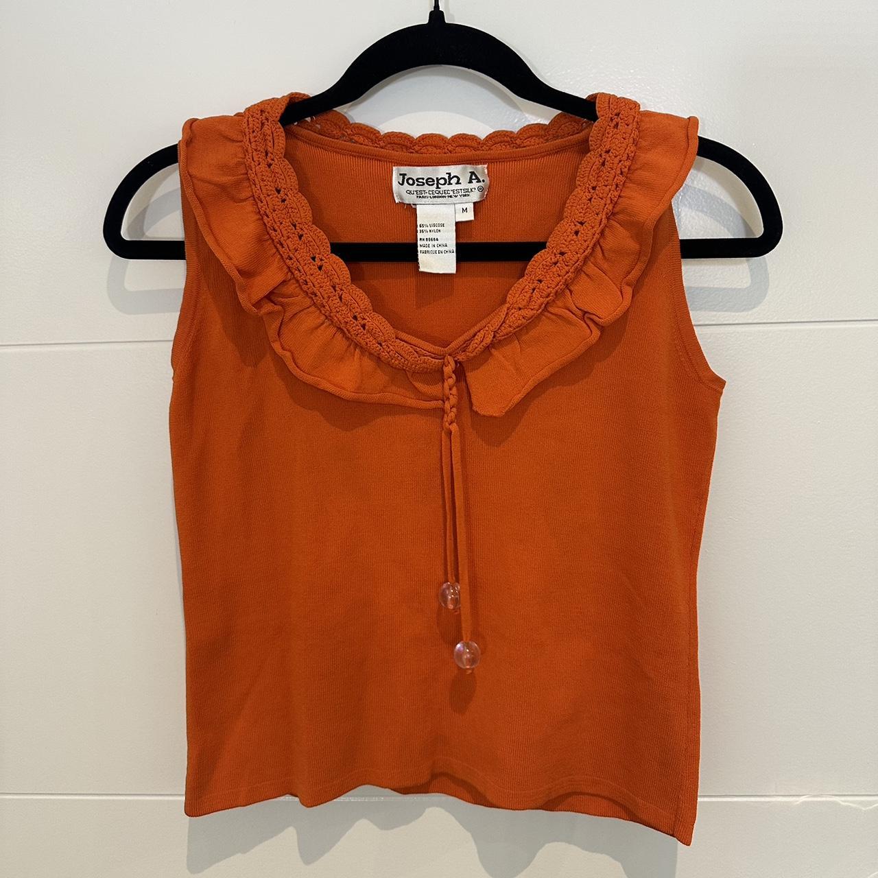 vintage 90s Orange Ruffle Tank top The cutest... - Depop