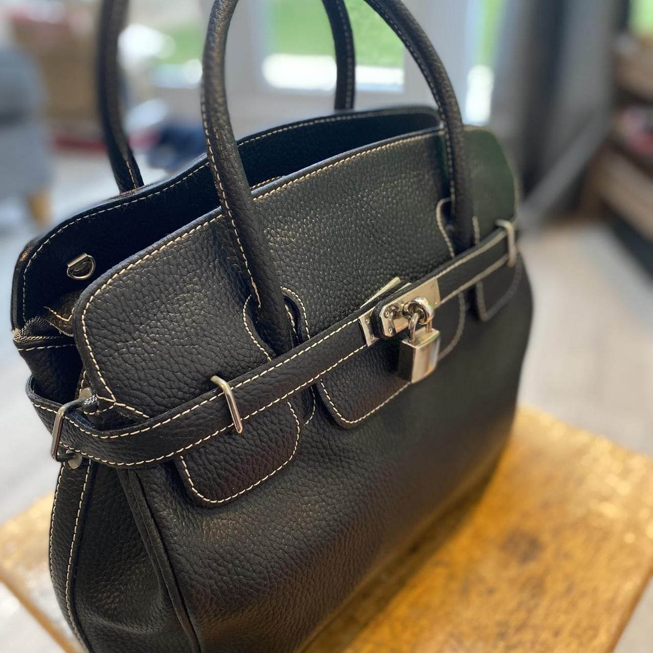 Black handbag with lock detail - Depop
