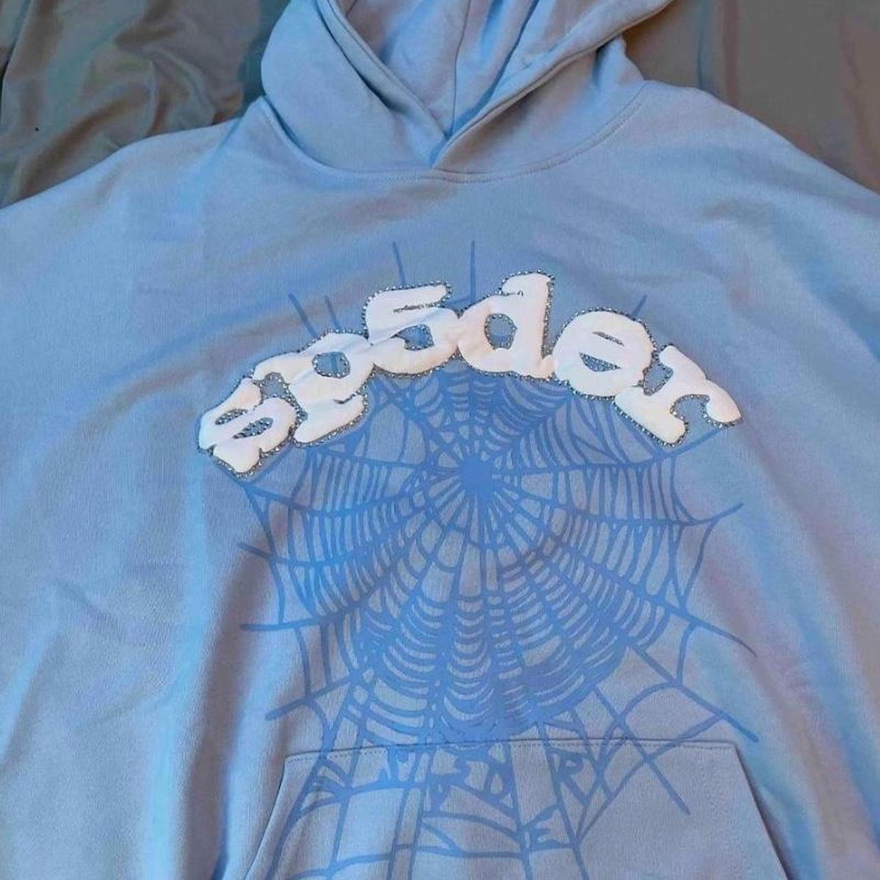 Light Blue Rhinestone Sp5der... - Depop