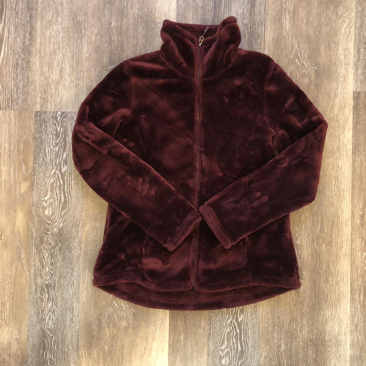 Burgundy fleece jacket with pockets #fleecejacket - Depop