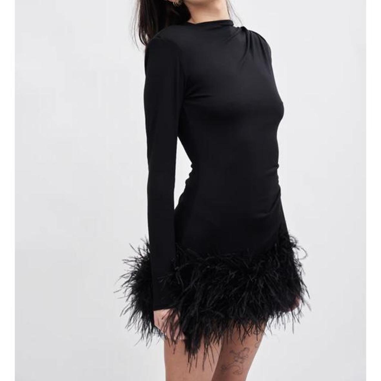 DANA FOLEY feather black mini dress (rocket mini... - Depop