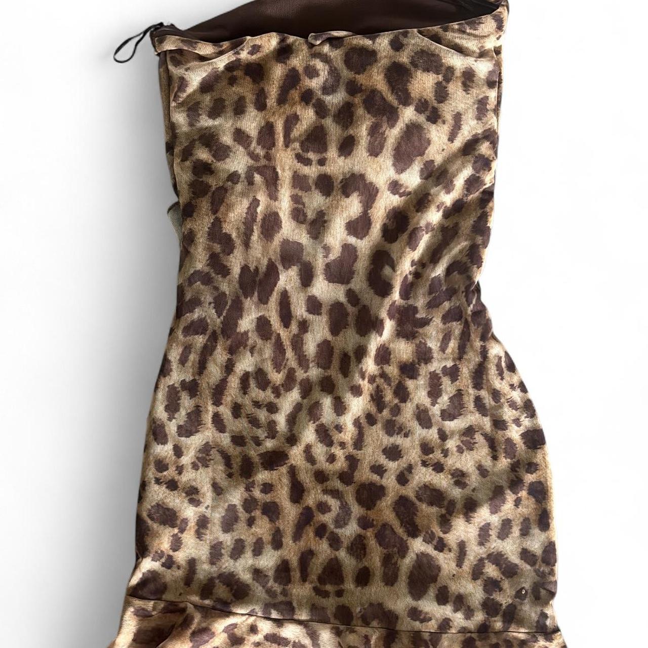 Leopard print tube top mini dress ruffles on side | Depop