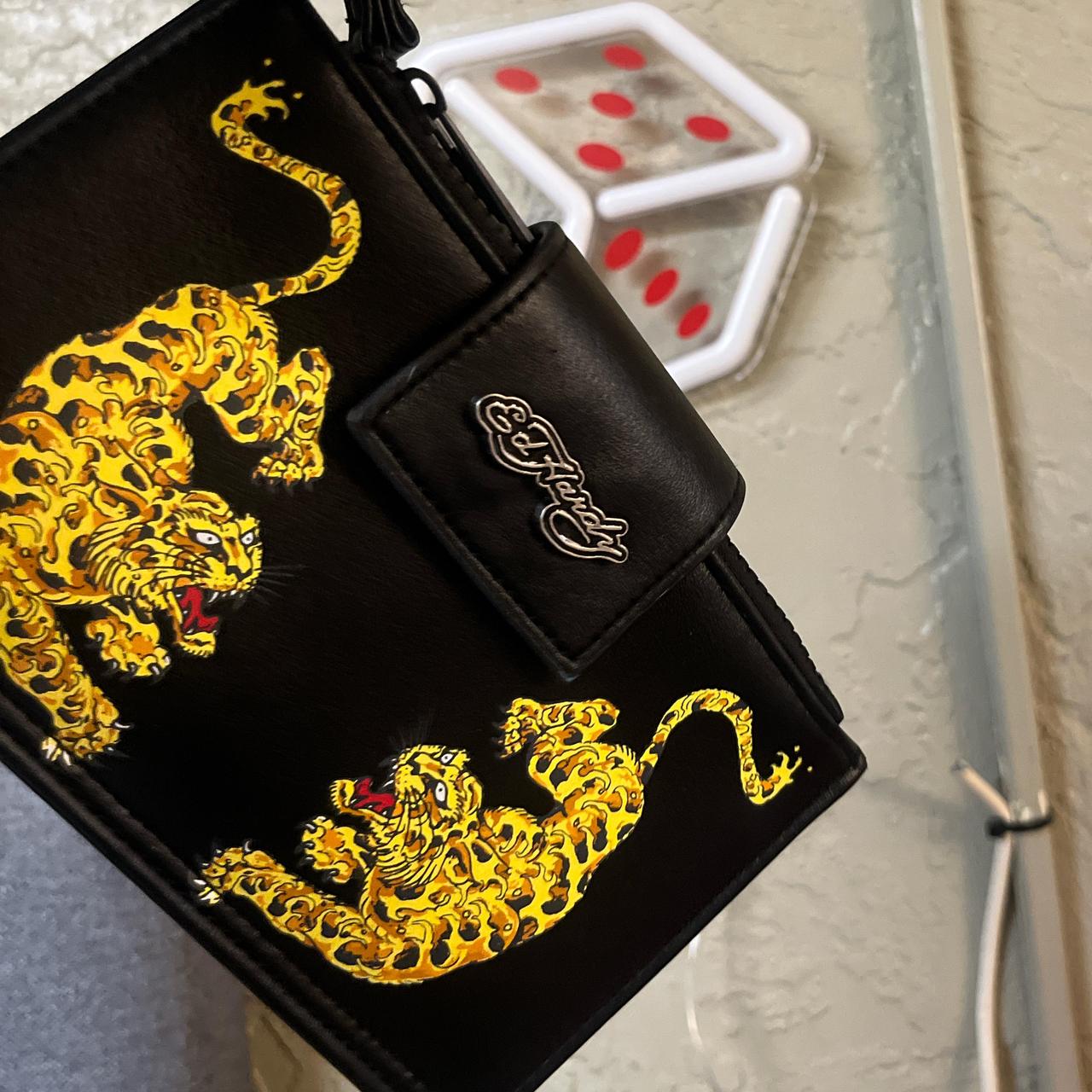 Ed Hardy black and yellow tiger wallet! With hand... | Depop