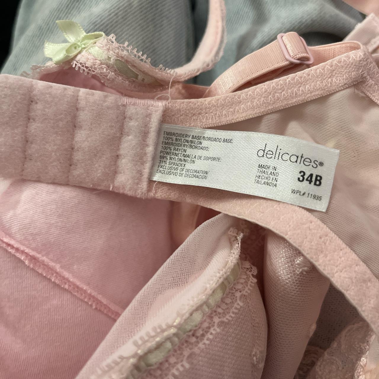 baby pink lace polka dot bra with bows! 34 B... - Depop