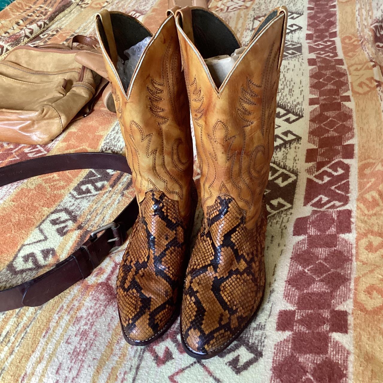 Rattle Snake Skin & Leather Cowboy Western Boots are... - Depop