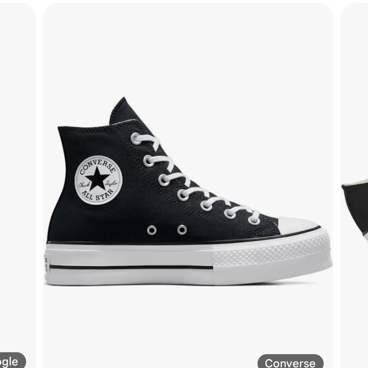 Black Converse platform trainers Worn, new laces... | Depop