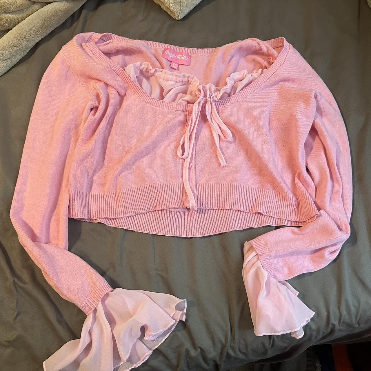 Sugar Thrillz pink frilly top, no longer sold - Depop
