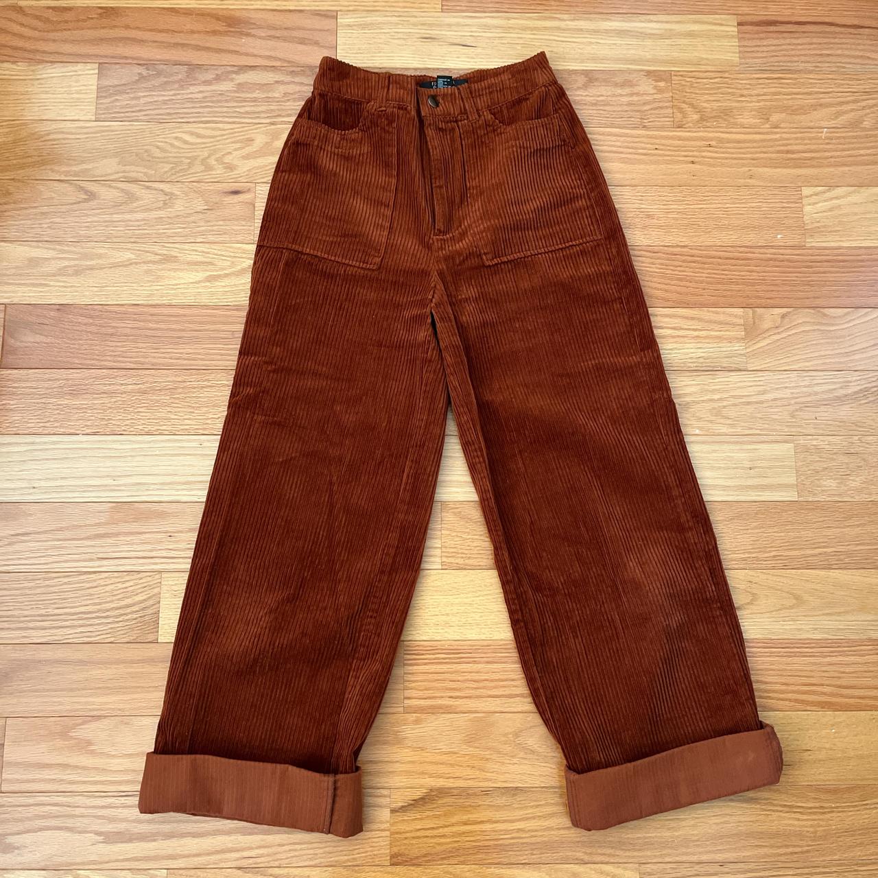 Burnt orange wide wale corduroy high-waisted... - Depop