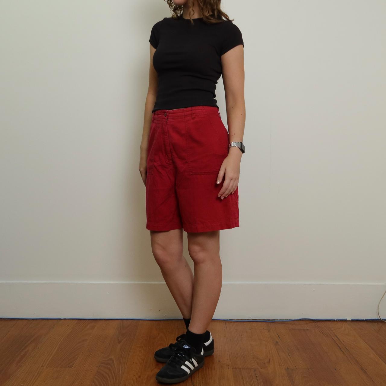 90s red baggy shorts Bermuda shorts Mid rise fit... - Depop